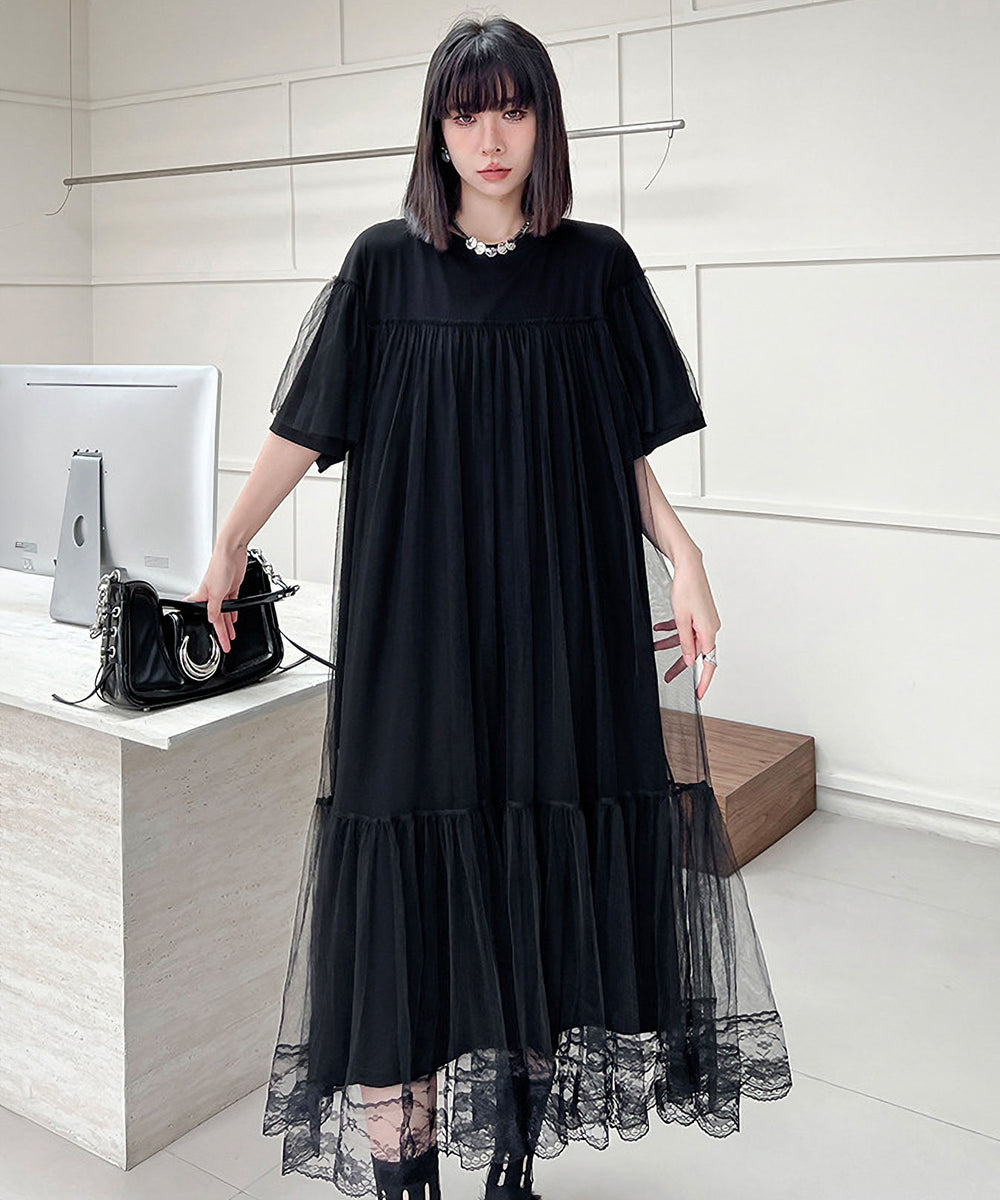 Mesh Layered Flare Dress – LONDA